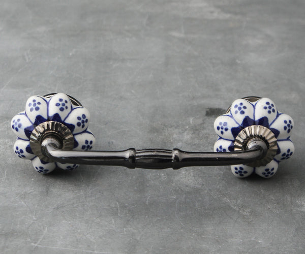 blue and silver cabinet knobs