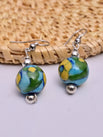 Handmade Single Bead Blue Pottery Earrings (Green) – KNOBCO